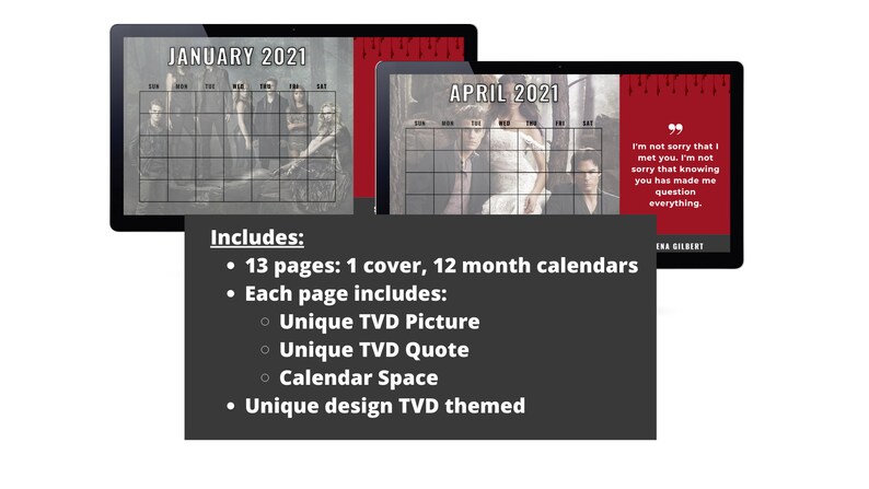 The Vampire Diaries 2021 Calendar || TVD Pictures and Quotes for the ...