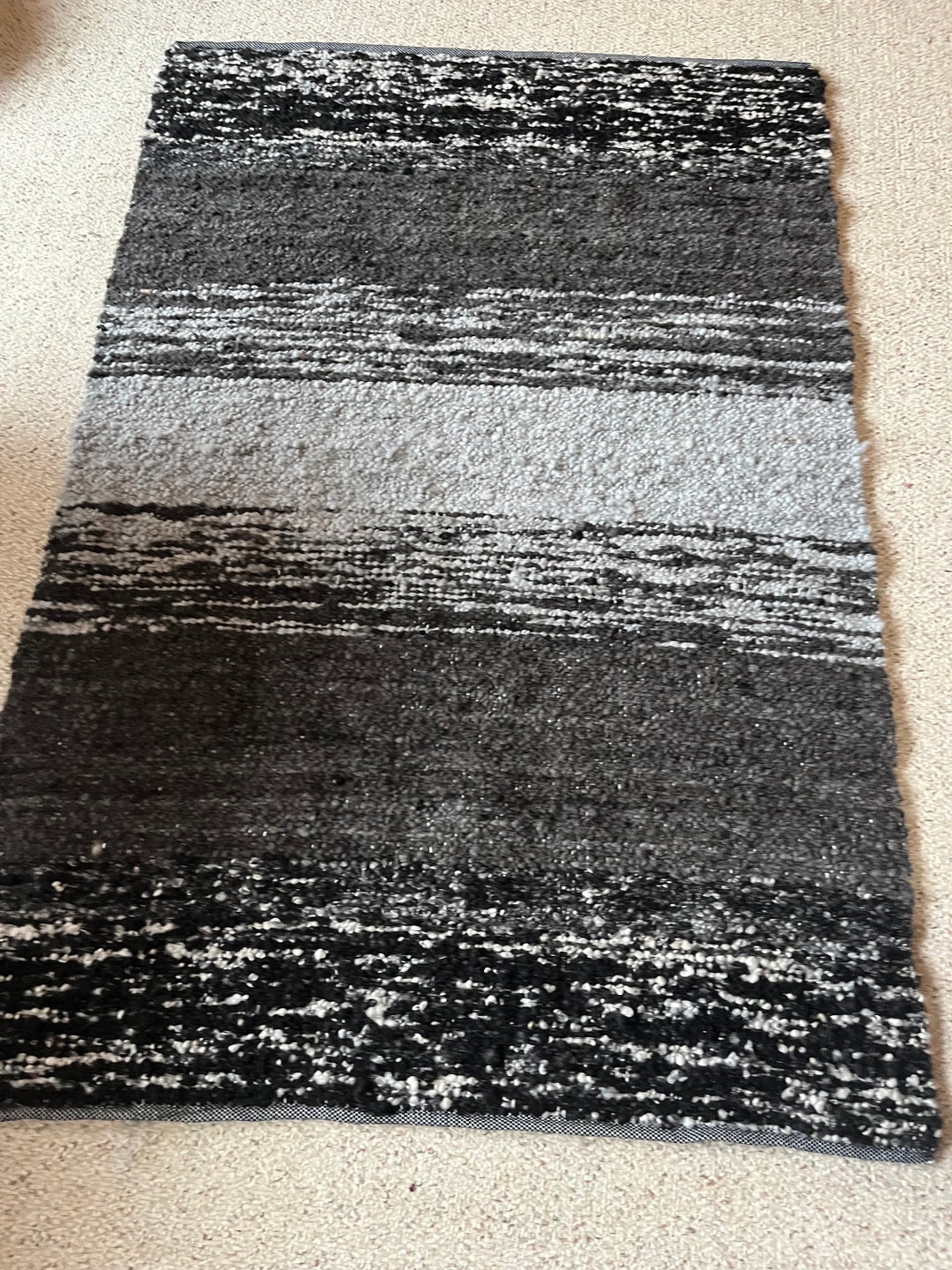 Large Handspun Handwoven Soft Alpaca Area Rug-black/gray/white - Etsy