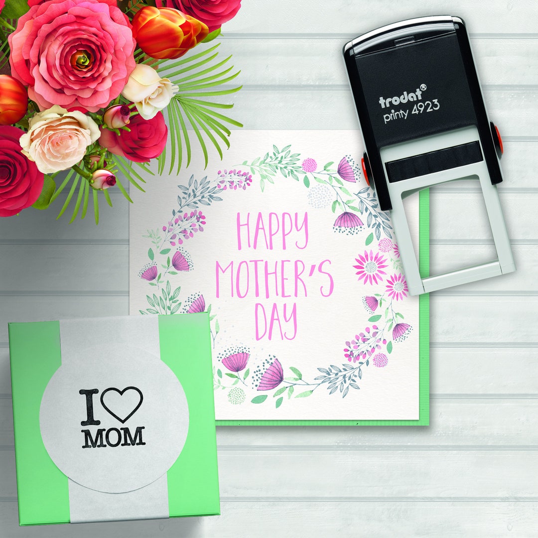 I Love Mom Stamp: Self-inking, 1 1/4" Impression - Etsy