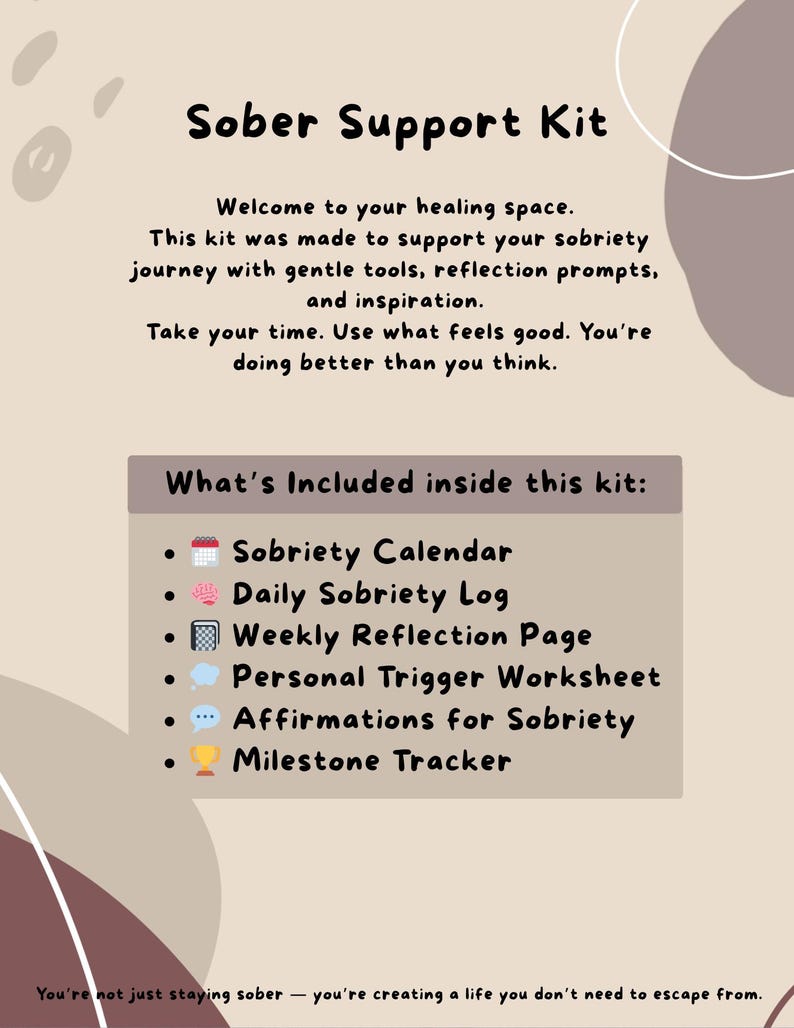 Sober Support Kit – Printable Recovery Journal, Sobriety Tracker, Daily ...
