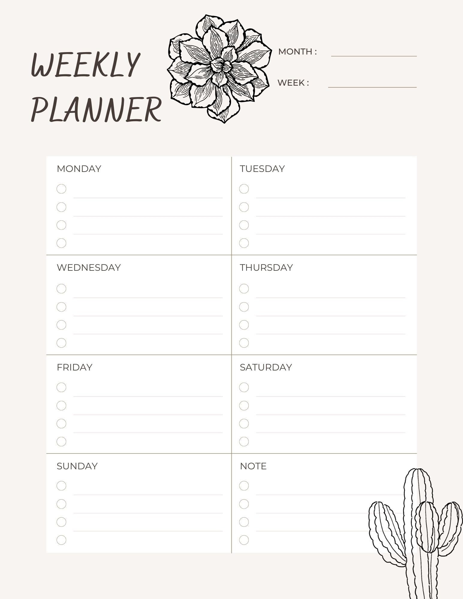 Weekly Planner Printable to Do List - Etsy