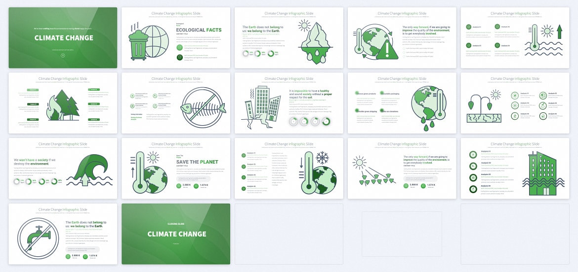 Climate Change Powerpoint Template | Environmental Awareness and Action ...