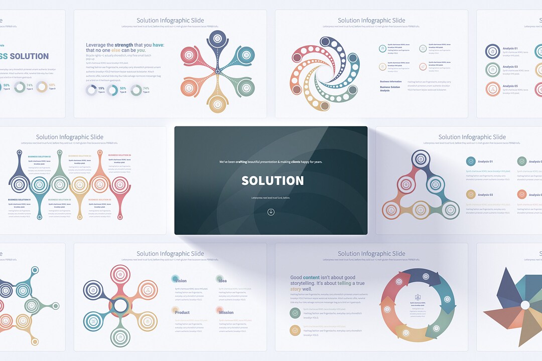 Business Strategy Solution Powerpoint Template, Customizable Slides for ...