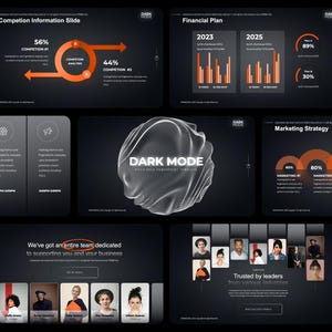 Dark Mode Pitch Deck Powerpoint Template | Professional Dark Theme ...