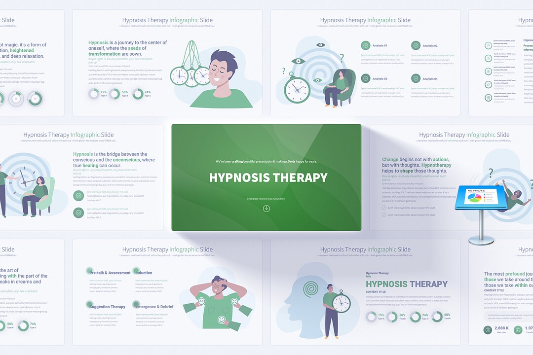 Custom Hypnosis Therapy and Mental Health Keynote Presentations | Stress Relief Illustration ...