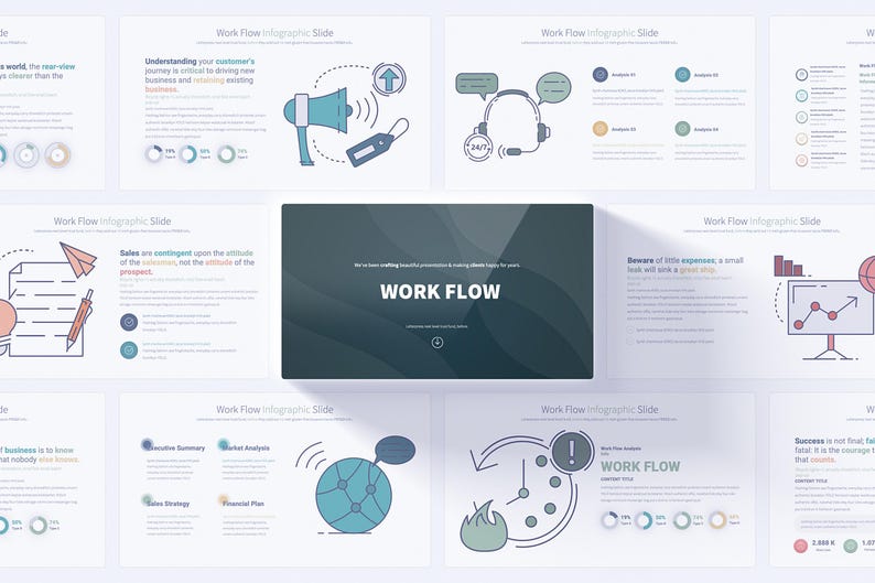 Professional Work Flow Powerpoint Infographics | Ideal for Corporate ...