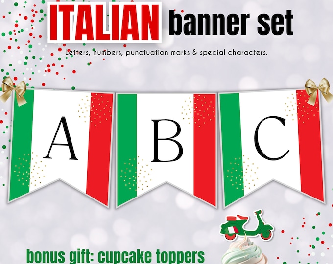 Italy Banner Set, PRNTABLE Italian Themed Garland, Italian Bunting ...