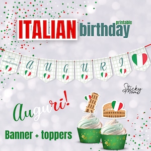 Italian Birthday Party Decorations Italy Cake Topper Cupcake Topper ...