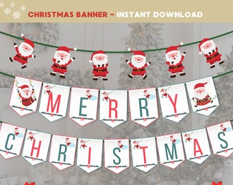 Christmas Banner Party Decorations Santa Garland Merry Christmas ...