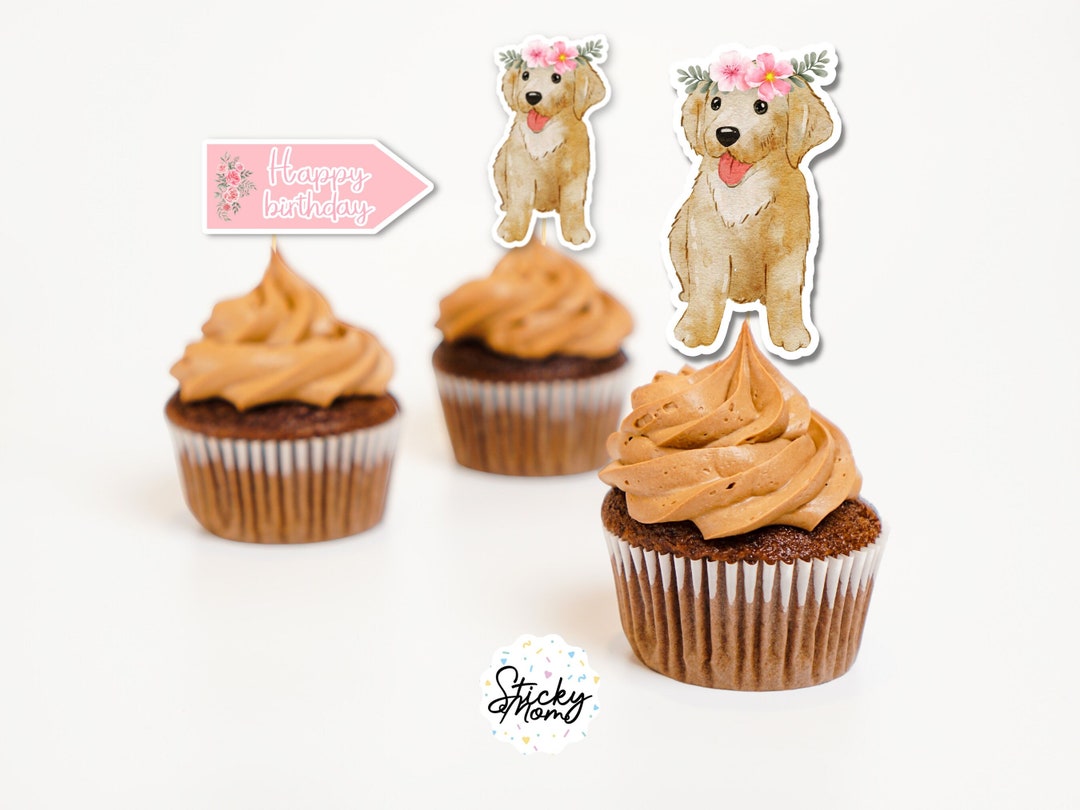 Labrador Cupcake Toppers Birthday Printable Dog Party Digital Files DIY ...