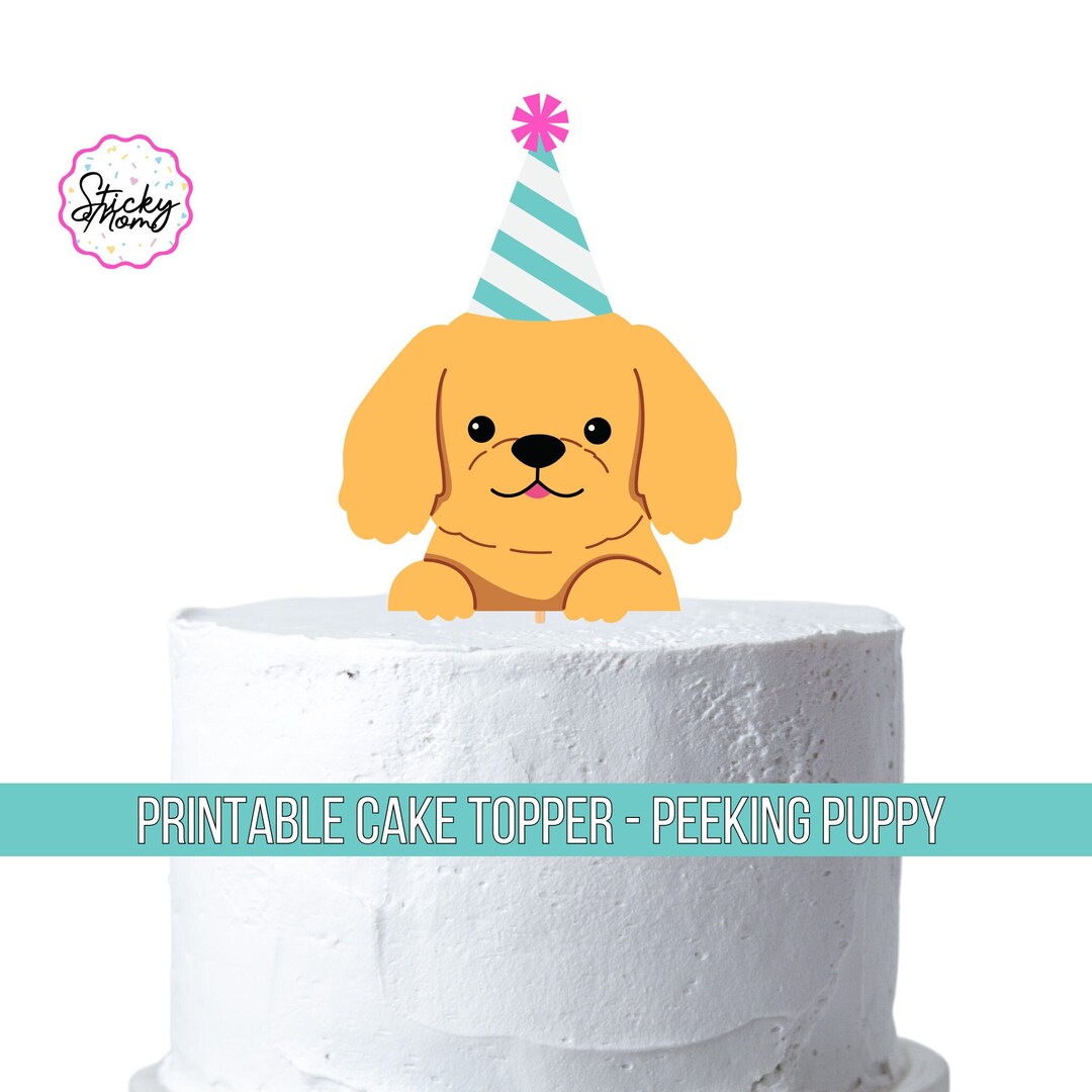 Poodle Dog Cake Topper Puppy Cupcake Toppers - Peeking Dog Birthday ...