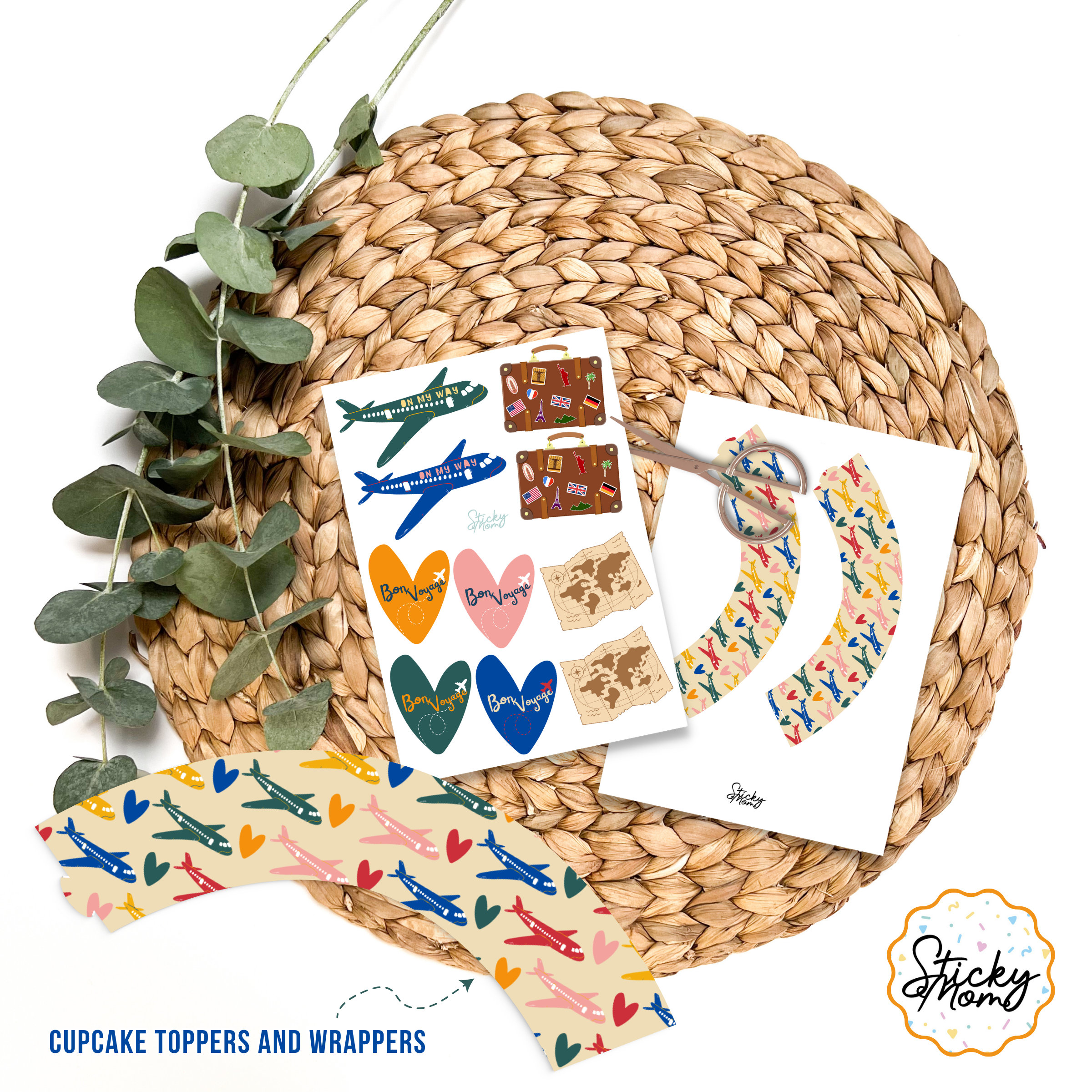 Bon Voyage Cupcake Toppers Printable Farewell Party Moving Cupcake ...