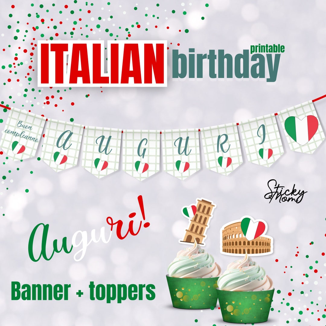 Italy Birthday Party Decorations Cake Topper Italy Cupcake Topper ...