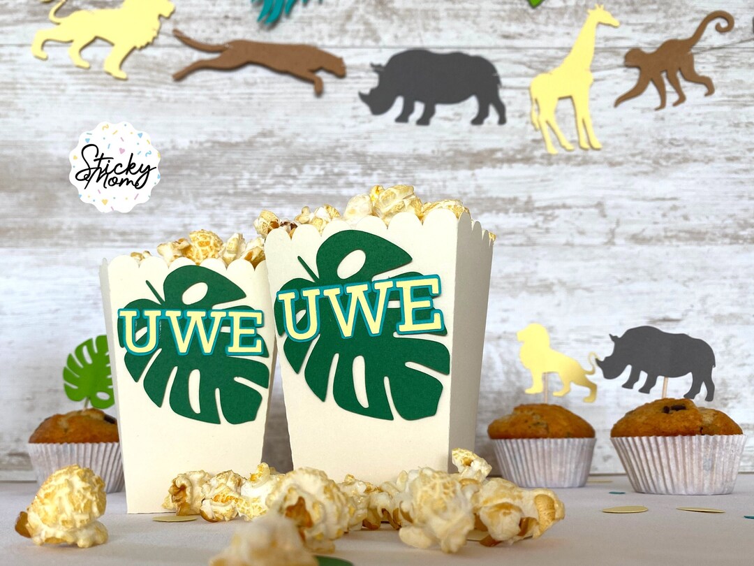 Safari Popcorn Box Wild Jungle Decoration Baby Kids Animals Decorations ...
