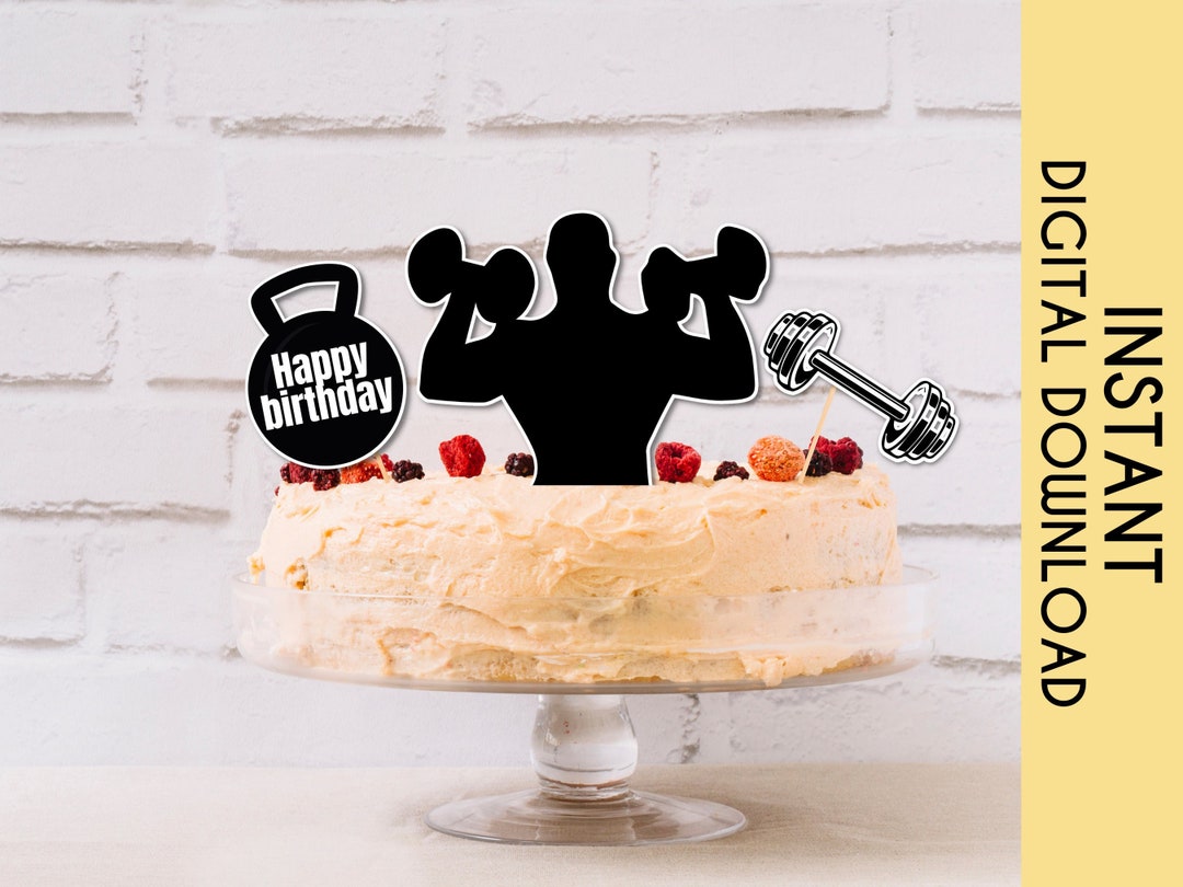 Gym Cake Topper Muscles Birthday Printable Gym Weightlifting Crossfit ...