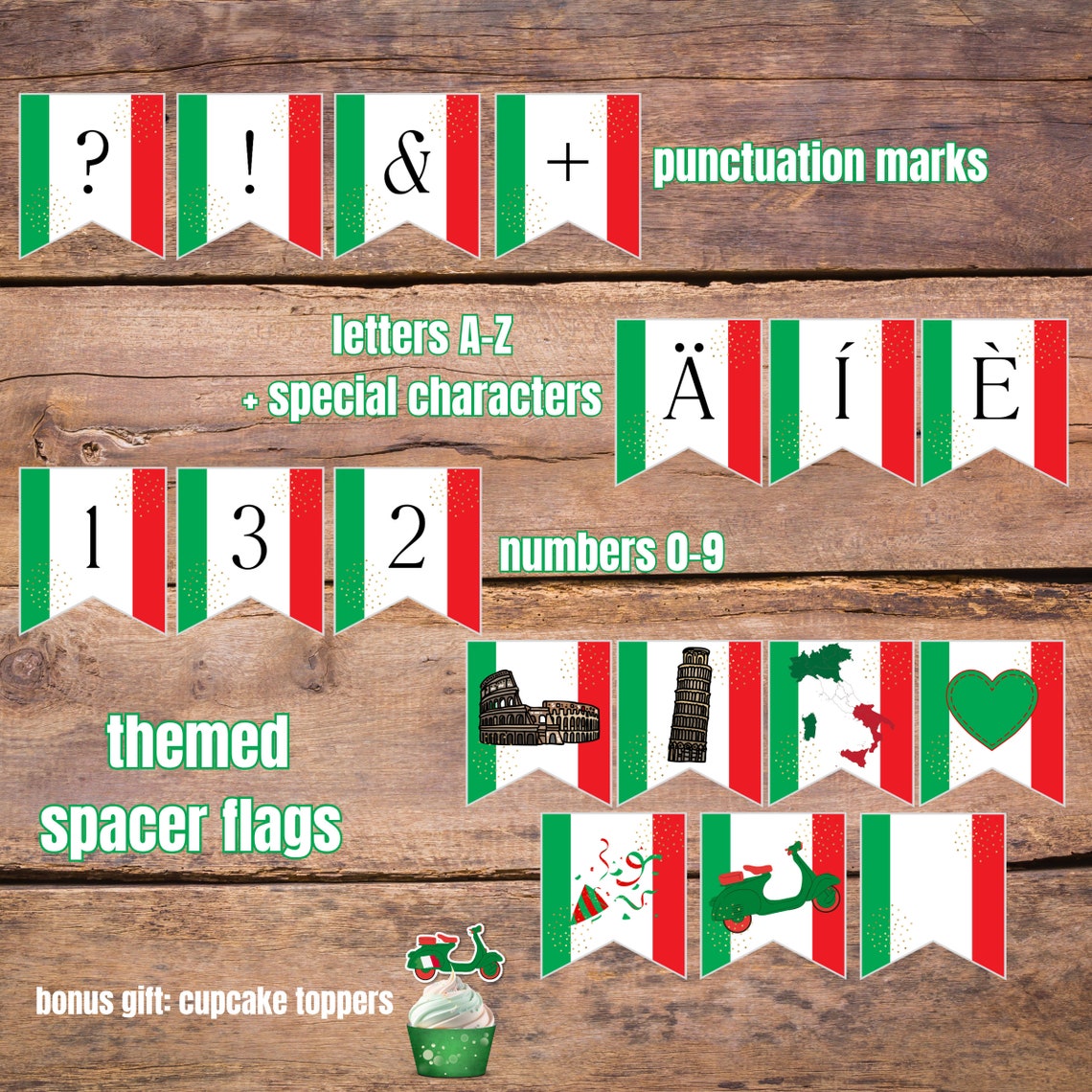 Italy Banner Set, Italian Themed PRINTABLE Garland, Italian Bunting ...