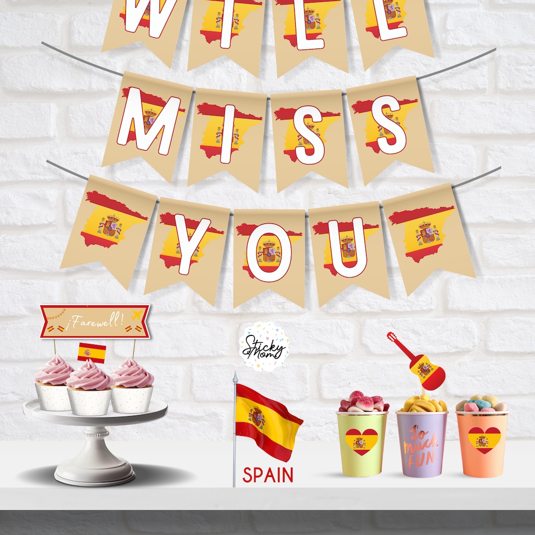 Spain Farewell Party Decorations, We Will Miss You Flag Spain Banner ...