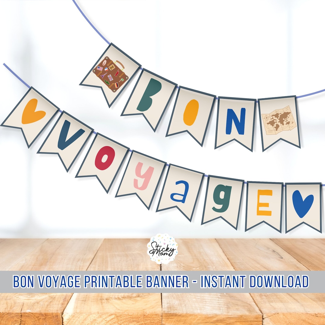 Bon Voyage Banner Printable Farewell Party Moving Garland DIY Travel Party Digital Instant ...