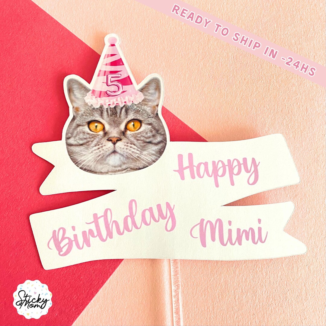 Custom Cat Cake Topper With Photo Edit | Photo Cake Topper Face Custom ...