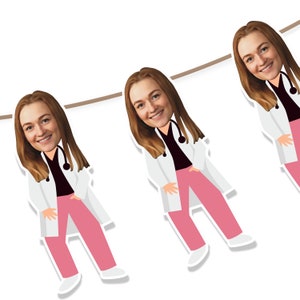 Doctor Face Banner Medicine Cupcake Toppers Photo Banner Printable ...