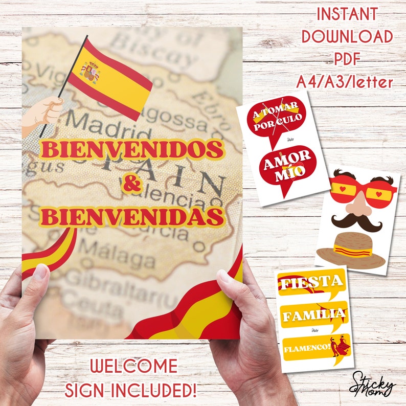 50 Spain Photo Props Photo Booth, Spain Themed Party Props, Spanish ...