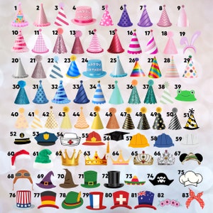 Printable Birthday Party Hats Face Banner Face Cupcake Toppers Photo ...