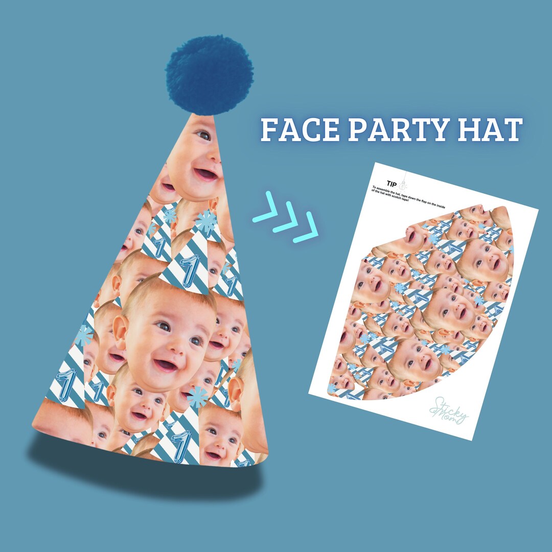 Baby Custom Photo Party Hat | Face Banner Printable | Fun Birthday ...