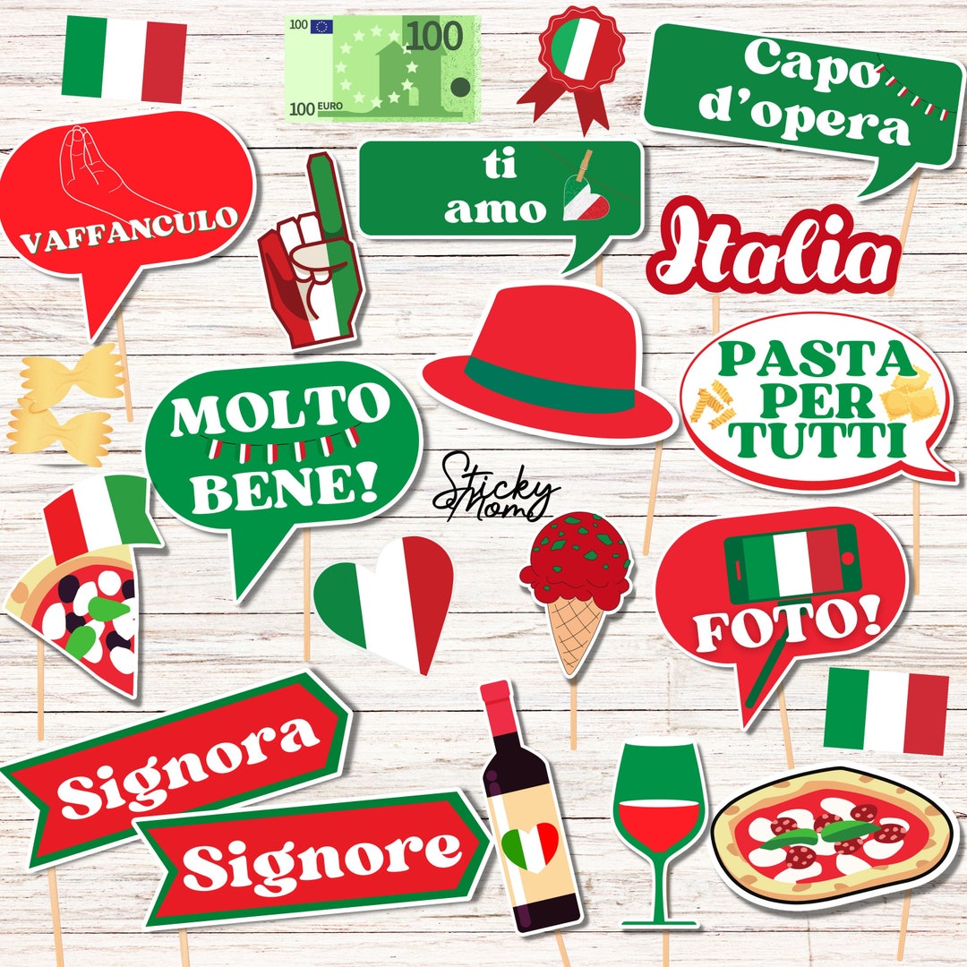 Italy Party Photo Props DIGITAL Photobooth Italy Themed Props, Italian ...