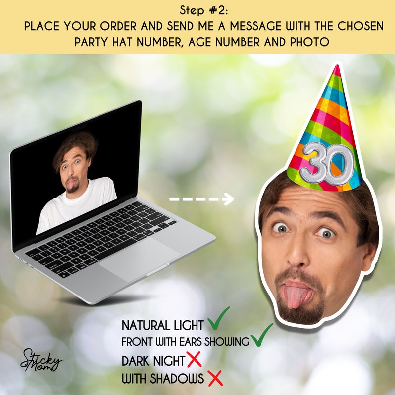 Printable Face Banner Face Party Hat Photo Cupcake Toppers Photo Party ...