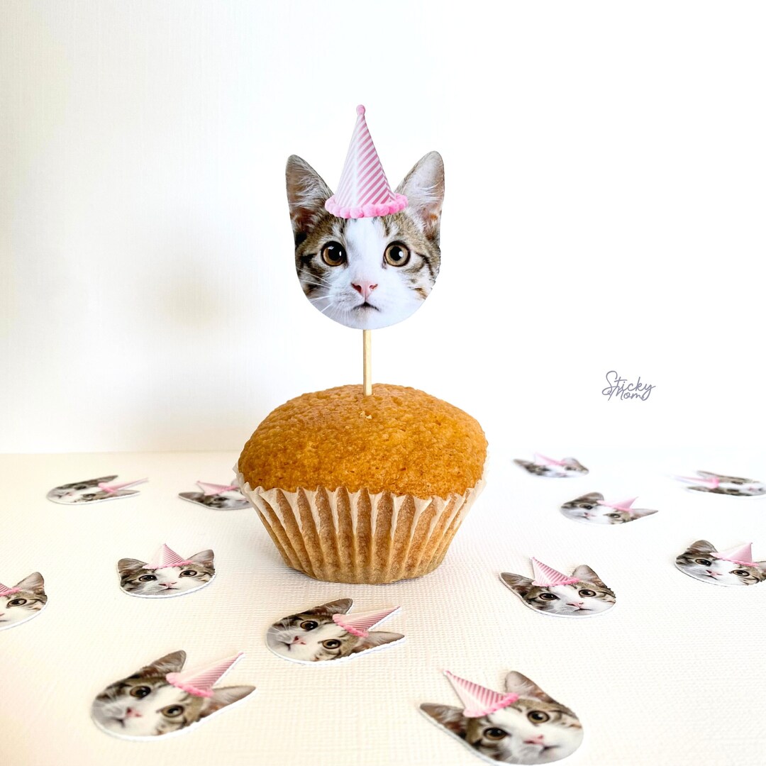Cat Face Cupcake Toppers, Cat Toppers, Cat Cupcake Toppers ...
