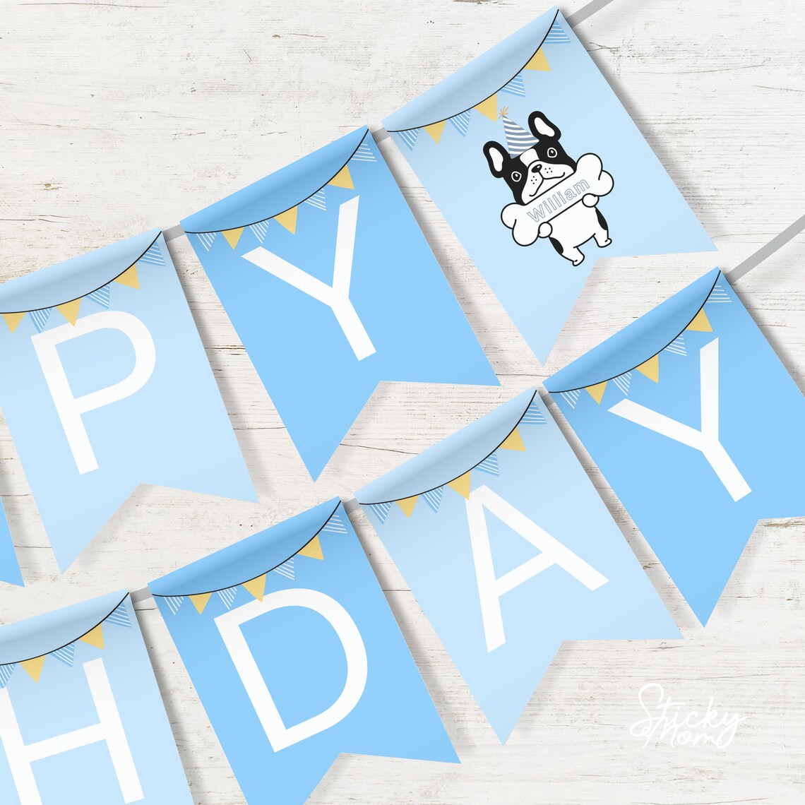 Bulldog Birthday Decoration Personalized Dog Printable Banner French ...