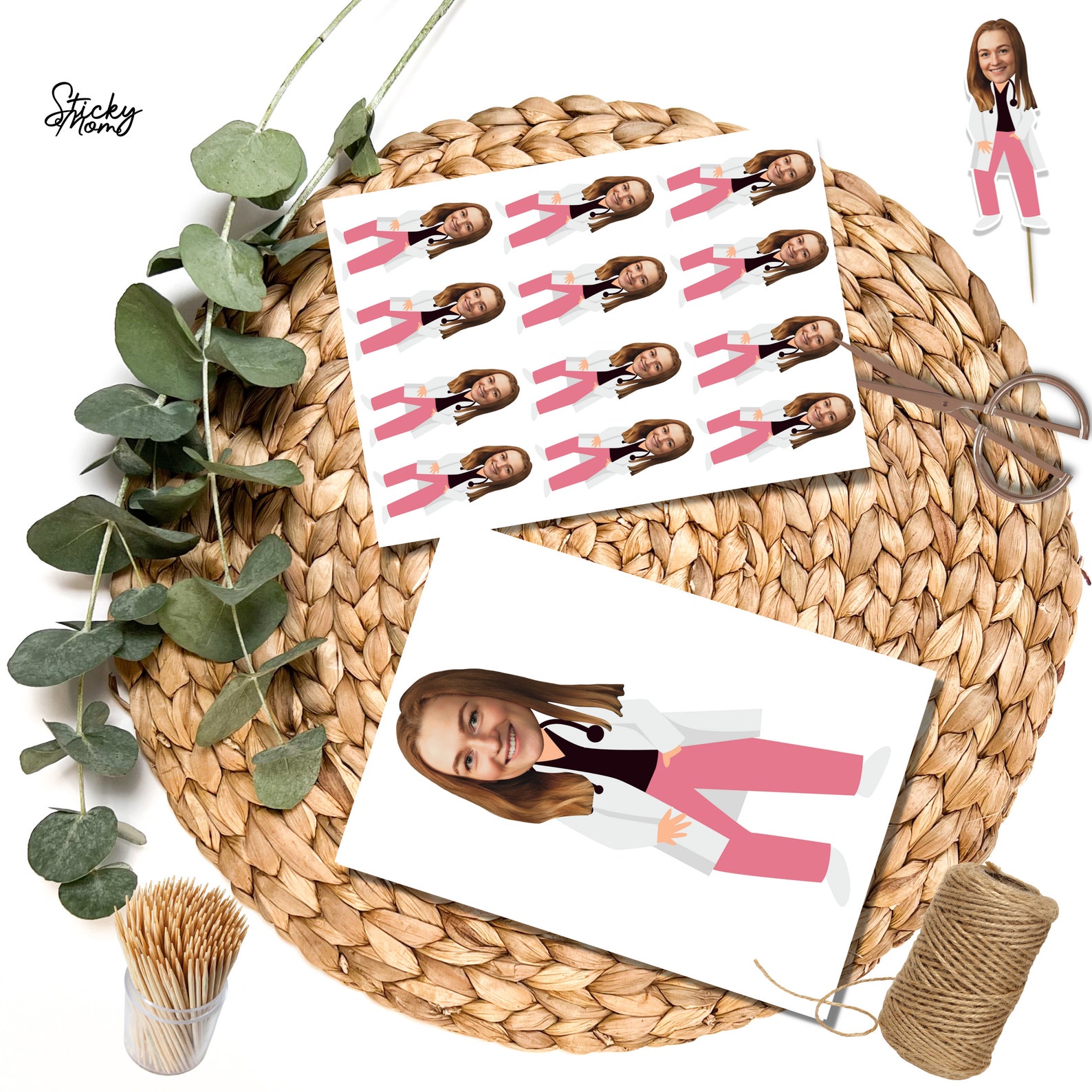 Doctor Face Banner Medicine PRINTABLE Cupcake Toppers Photo Banner ...