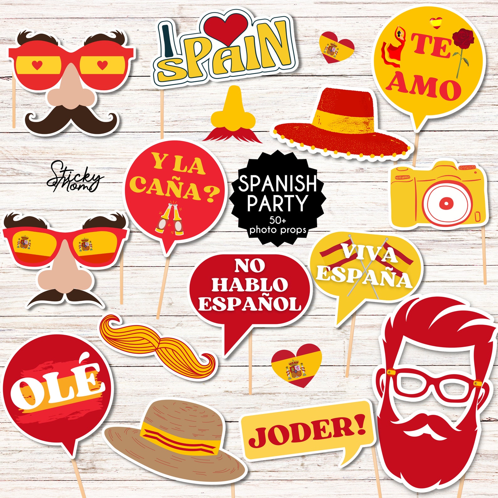 50 Spain Photo Props Photo Booth, Spain Themed Party Props, Spanish ...