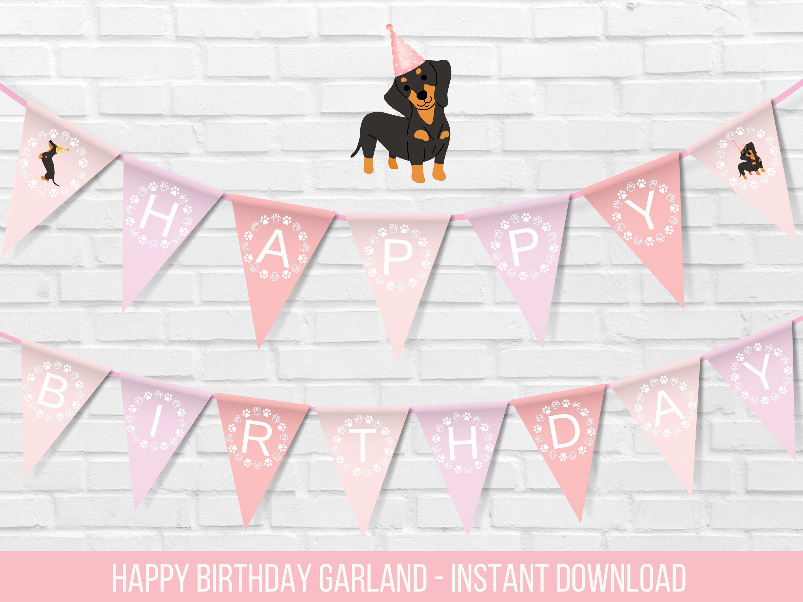 Dachshund Birthday Party Dog Garland, Dachshund Bunting Banner Dog ...
