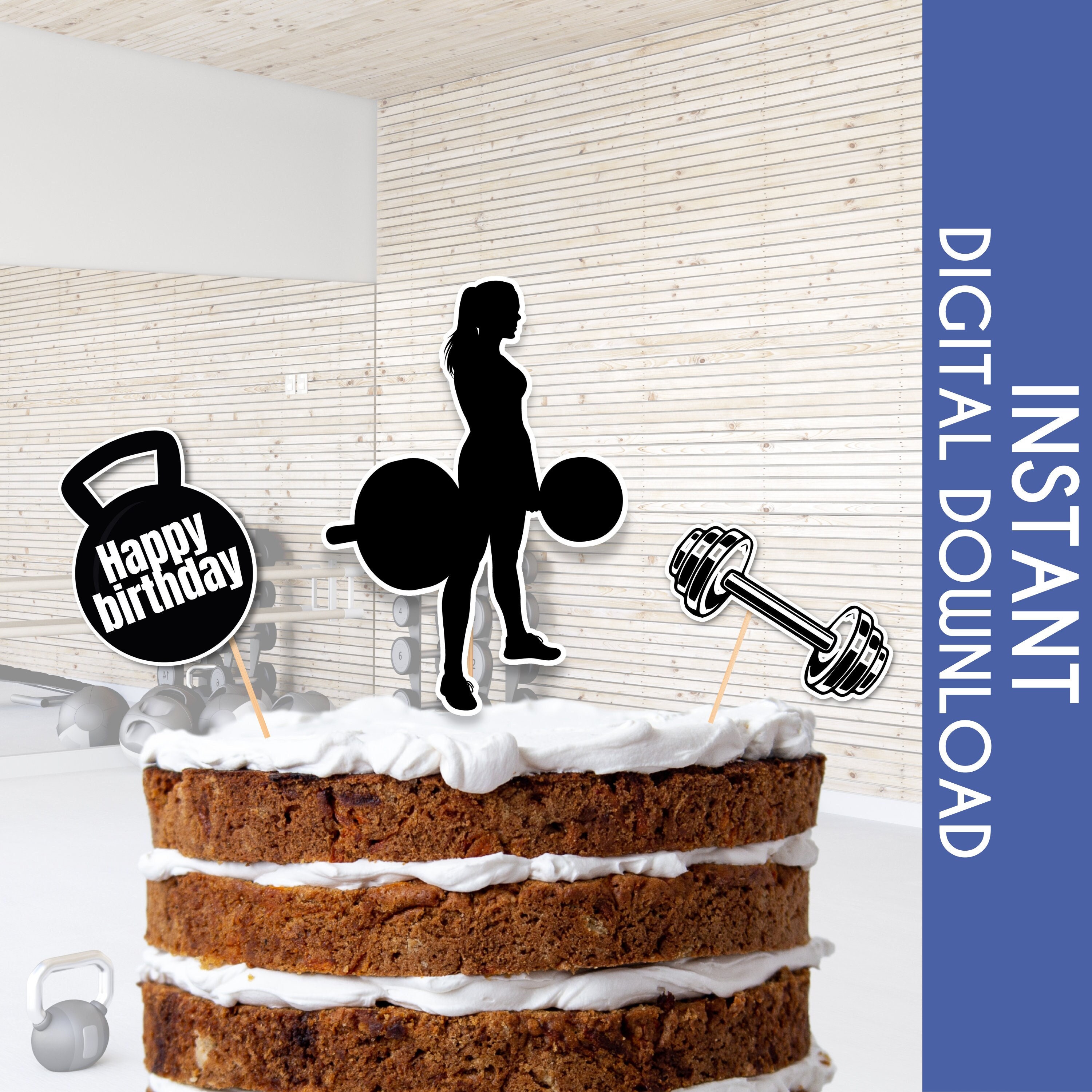 Gym Cake Topper Muscles Birthday Printable Gym Weightlifting Crossfit ...