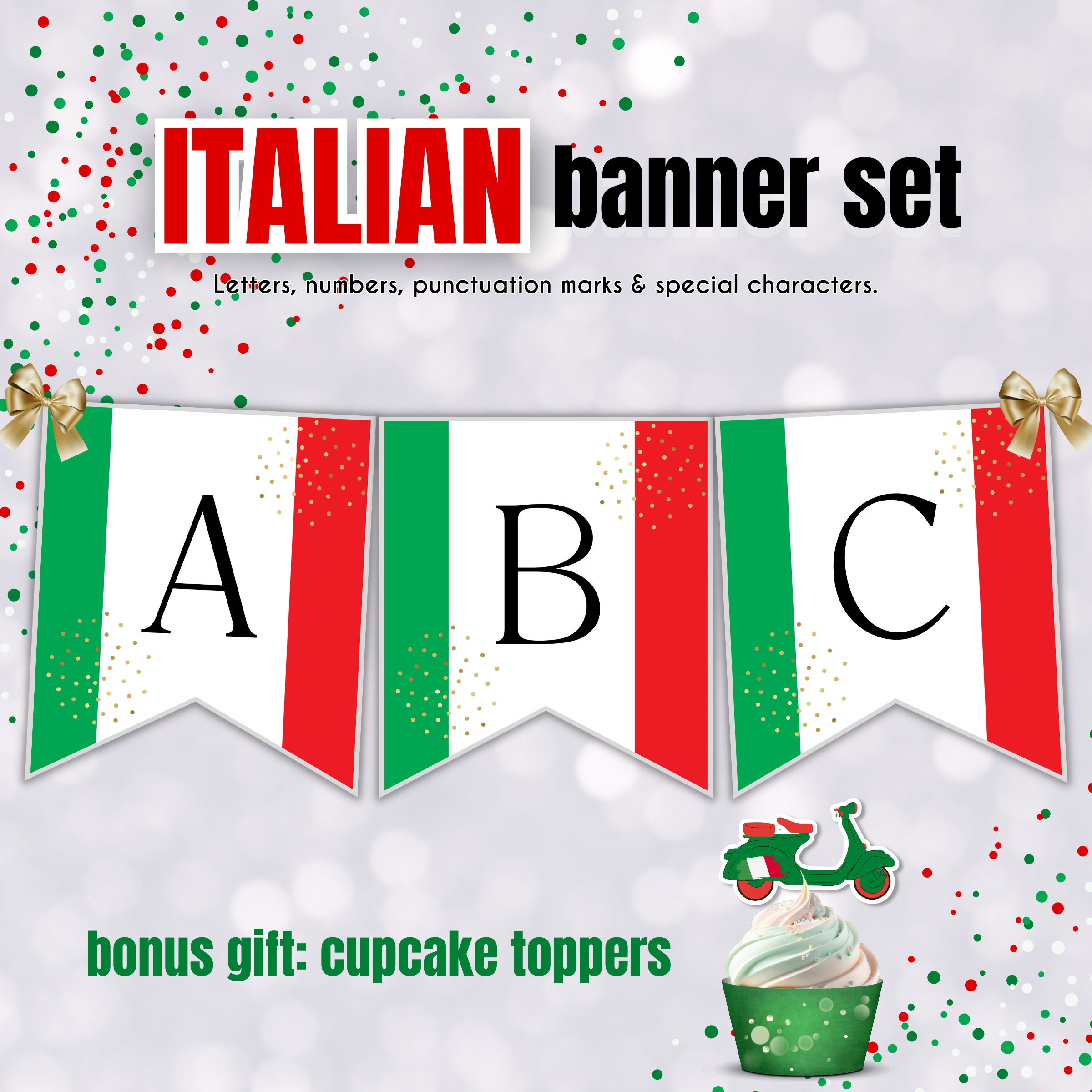 Italy Banner Set, Italian Themed PRINTABLE Garland, Italian Bunting ...