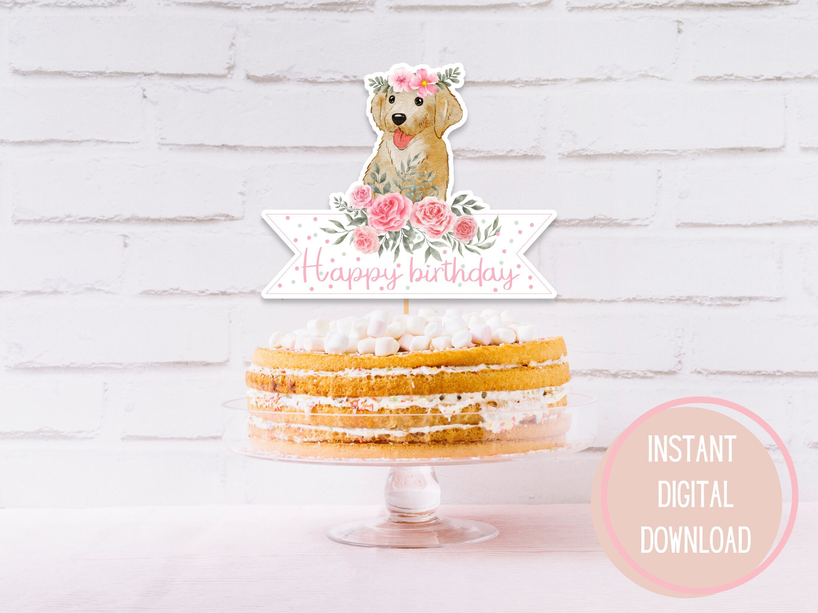 Labrador Cake Topper Birthday Printable Dog Party Digital Files DIY Dog ...