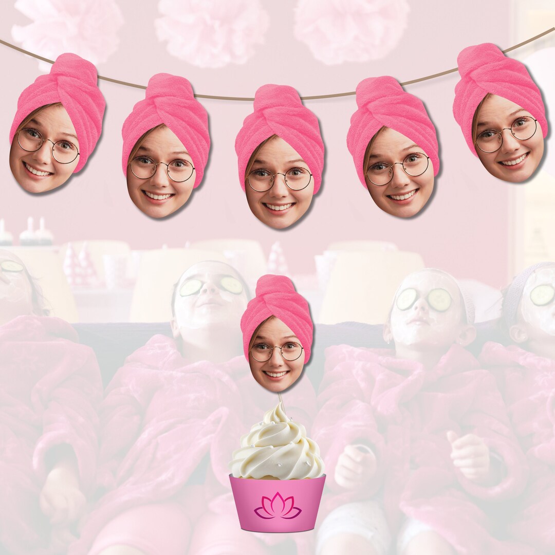 Spa Birthday Banner | Photo Banner Custom Face Banner Printable | Fun ...