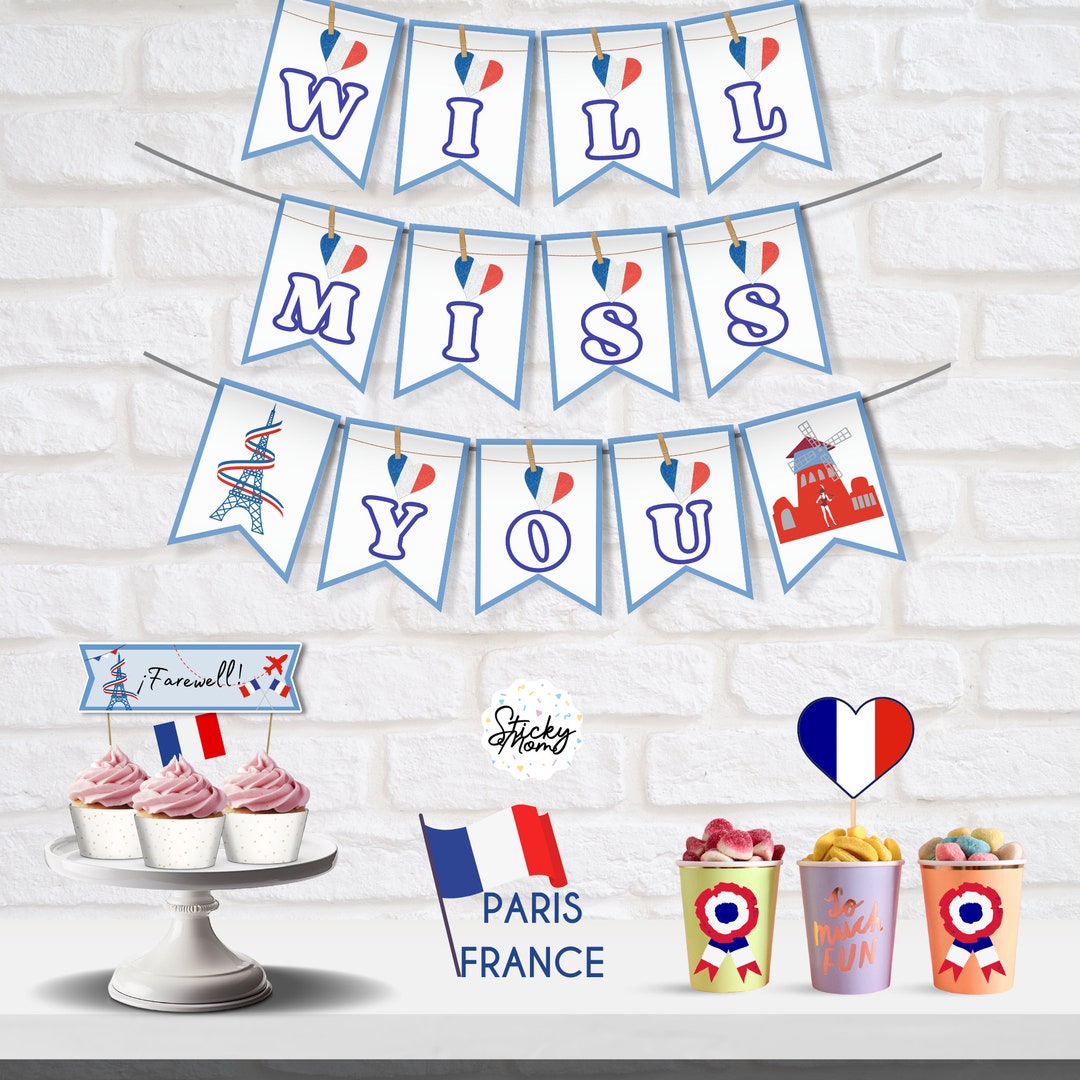 France Farewell Party Decorations, We Will Miss You Flag Paris Banner ...