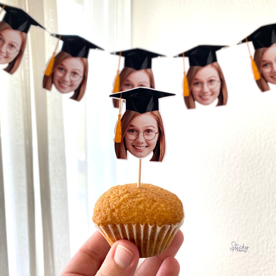 Graduation Photo Cupcake Toppers | Custom Face Picks | Custom Picture ...