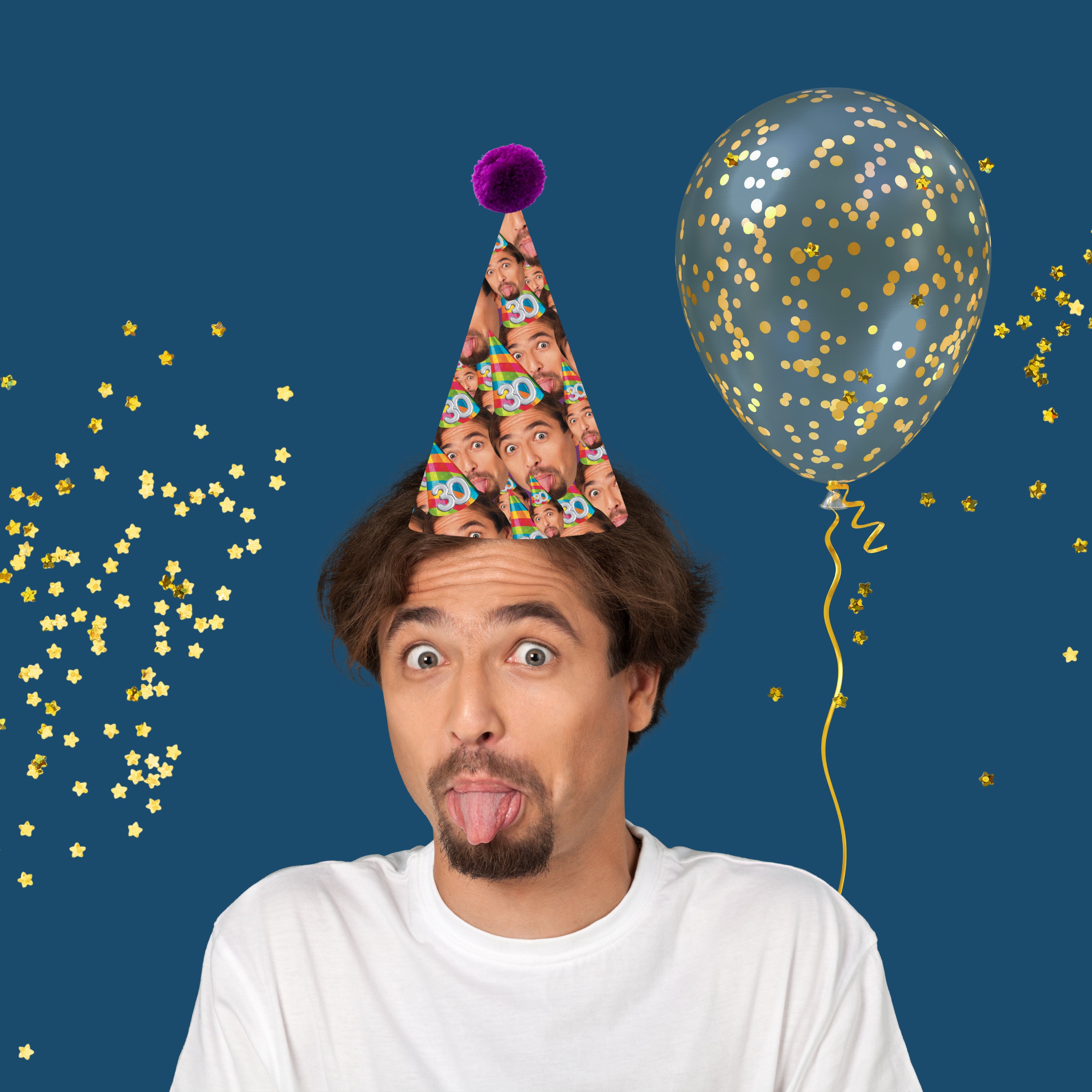 Printable Birthday Party Hats Face Banner Face Cupcake Toppers Photo ...