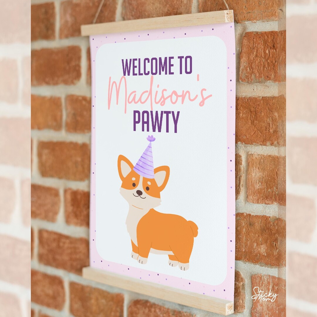 Corgi Birthday Decorations Dog Custom Party Puppy Tags Corgi Banner ...