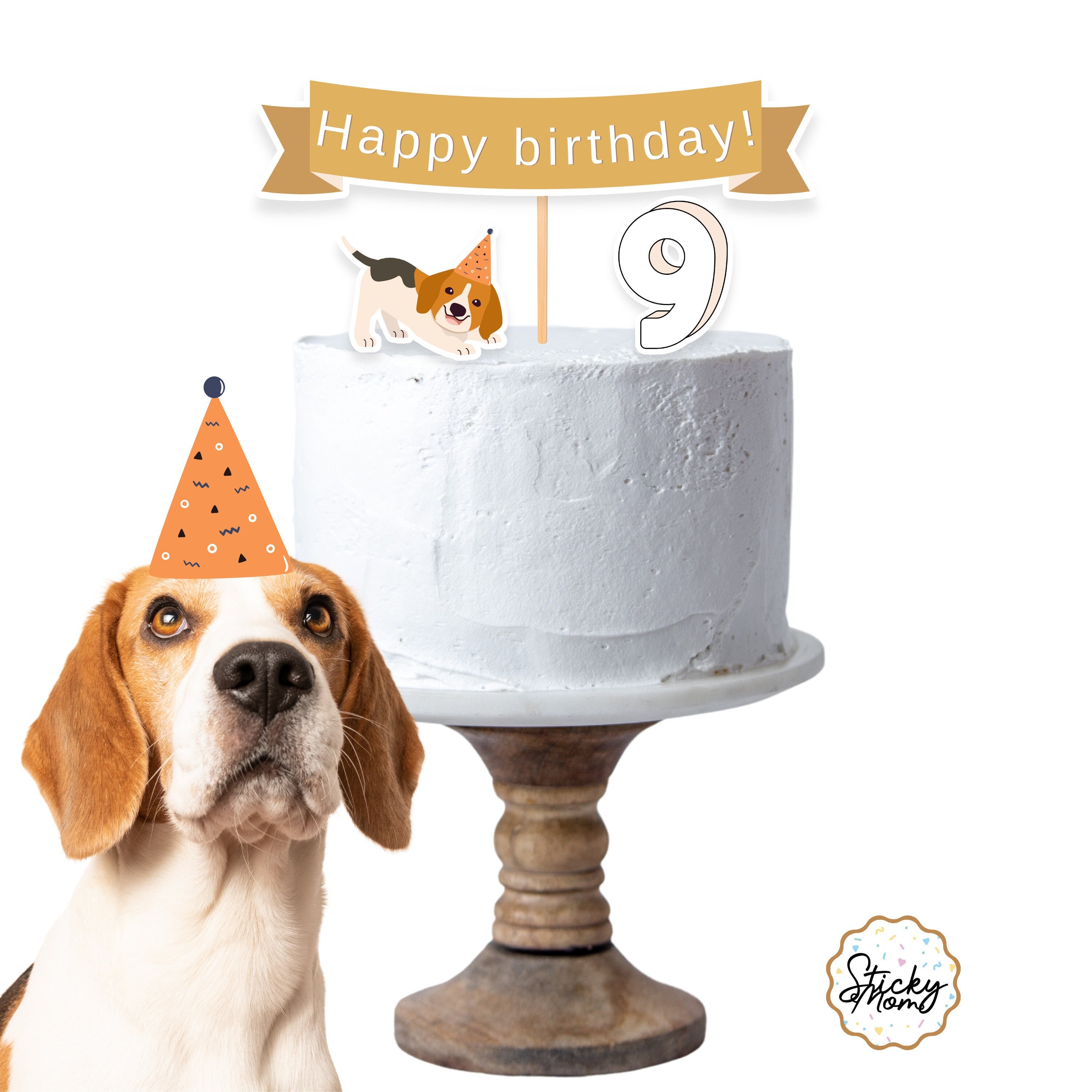 Beagle Happy Birthday Cake Topper Dog Birthday Printable Dog Party Cake ...