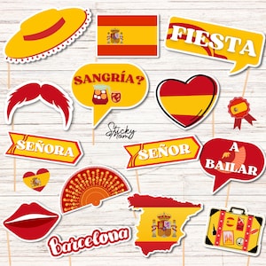 50 Spain Photo Props Photo Booth, Spain Themed Party Props, Spanish ...