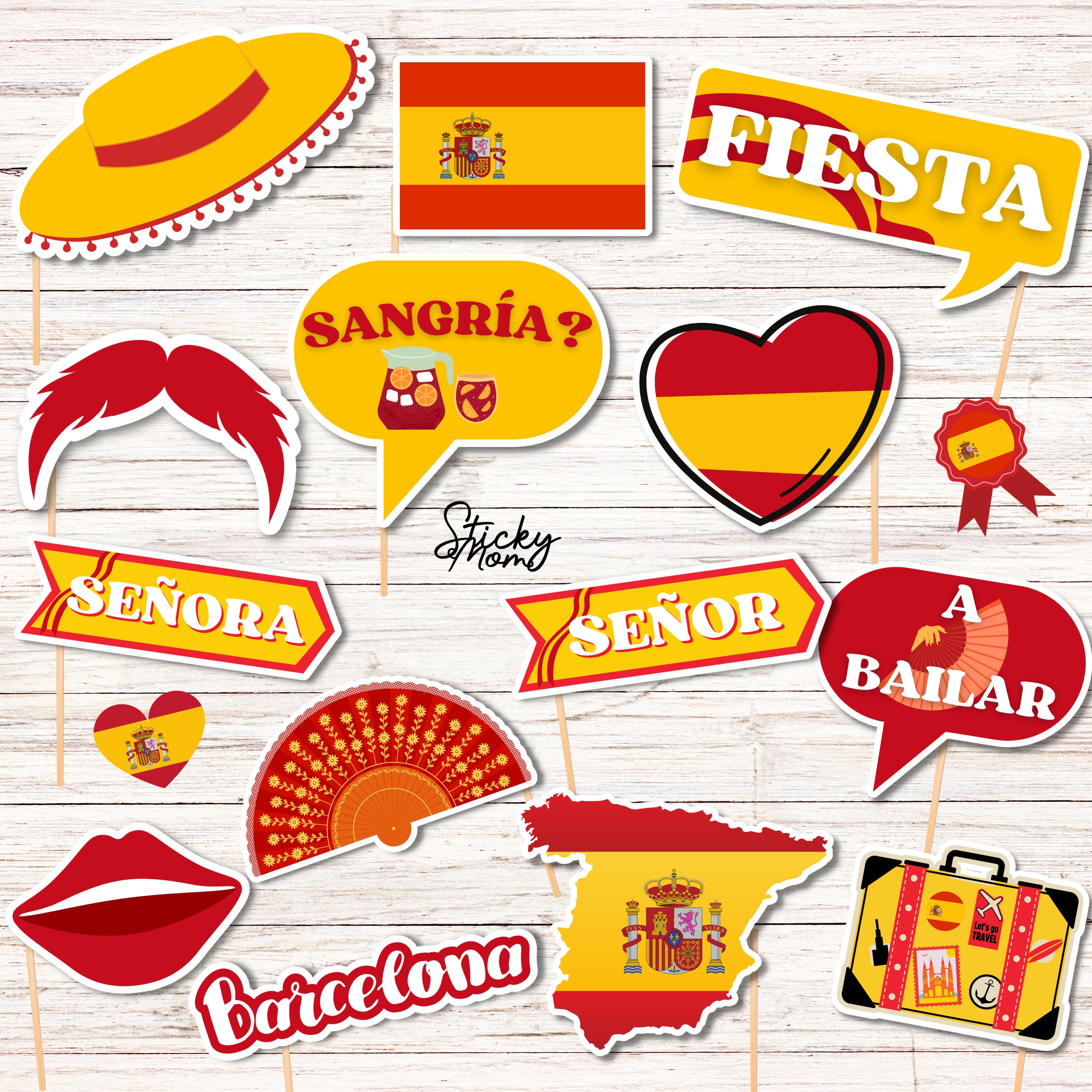 50 Spain Photo Props Photo Booth, Spain Themed Party Props, Spanish ...