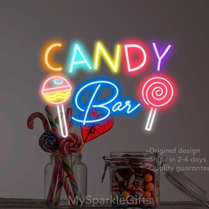 Original Candy Bar Neon Sign Lollipop Shop LED Neon Light Sign Candy ...