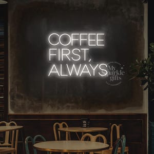Original Coffee First Always Neon Sign - LED Wall Art Coffee Bar Decor ...