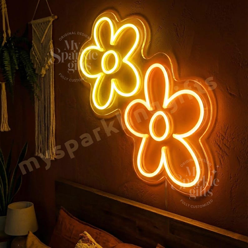 Daisy Flower Neon Sign, Retro Groovy LED Wall Art - Etsy Australia