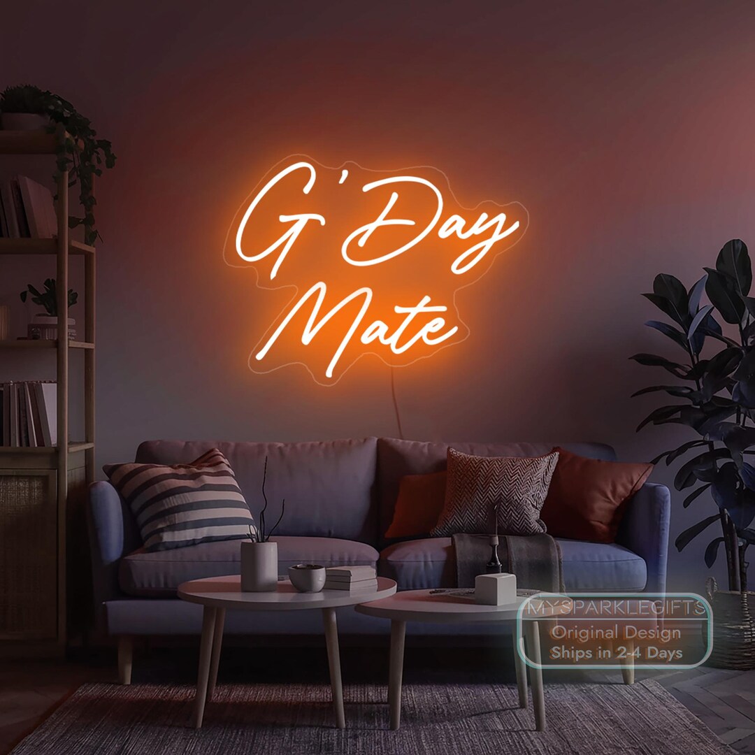 Original G'day Mate Welcome Neon Sign Australian Themed Home Signr ...
