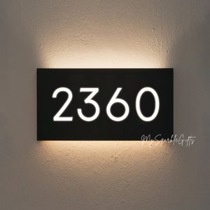 Modern Backlit LED House Number Sign: Custom Illuminated Metal With ...